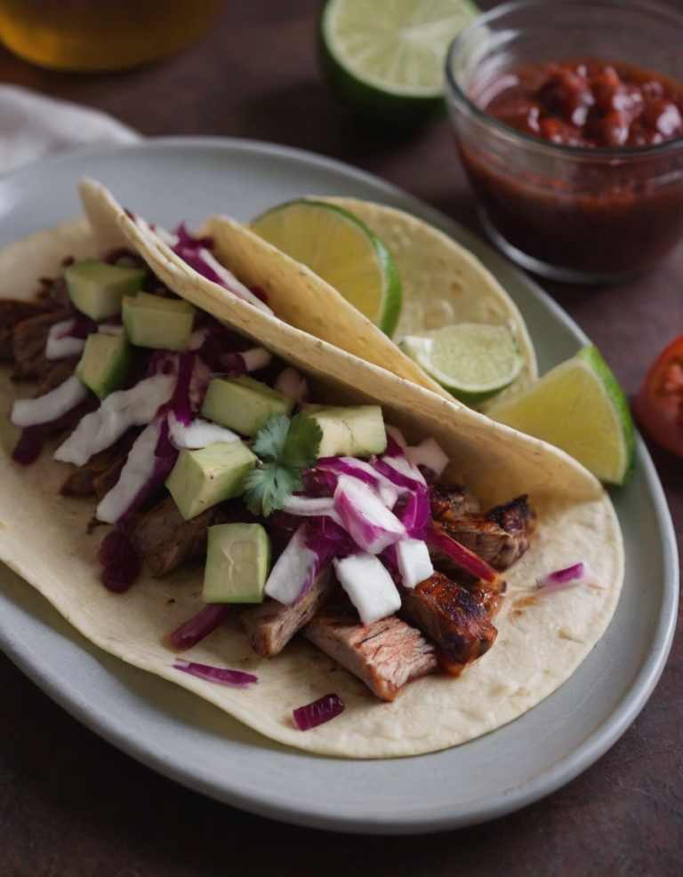 Guajillo-Marinated Grilled Pork Tacos with Hibiscus Salsa – Las Mexicanas